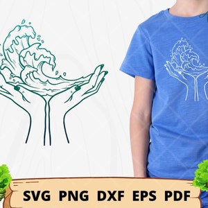 Hand Holding Wave Svg, Wave Svg, Hand Landscape Svg, Hand With Wave Svg ...