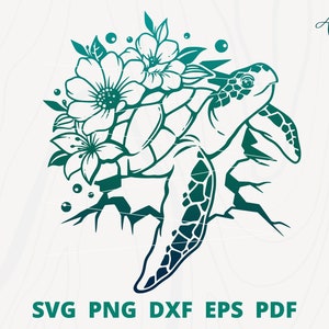 Floral Turtle Svg, Turtle Svg File, Sea Turtle Svg, Turtle Wall Decor ...