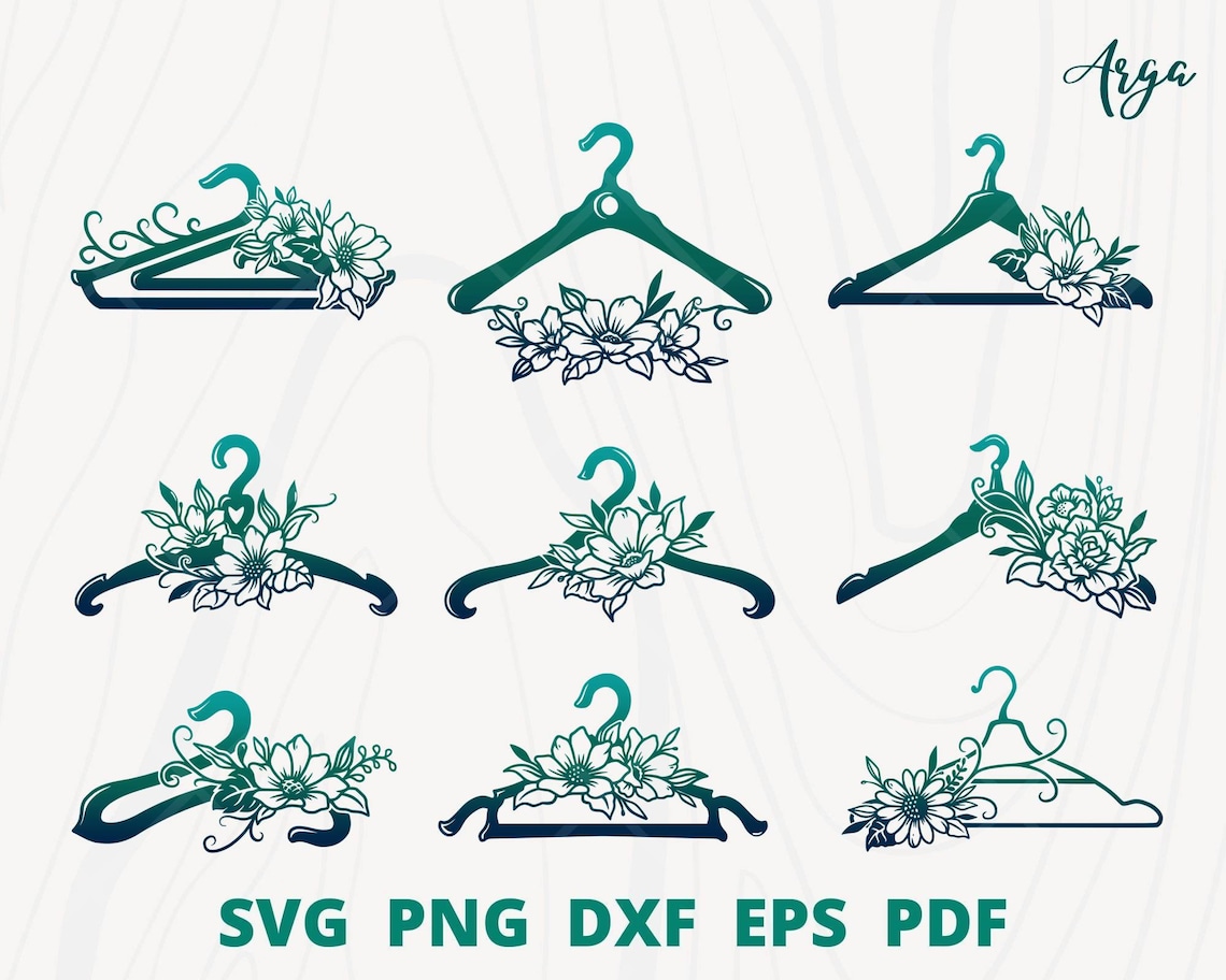 Hangers Svg Bundle, Floral Hangers Svg, Clothes Hanger Svg, Fashion ...