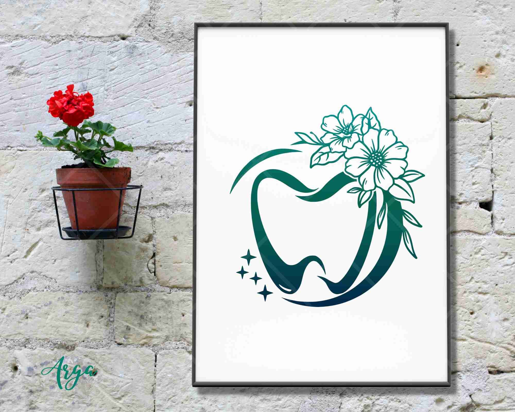 Dentist SVG, Flower Dentist SVG, Tooth With Flower for Dentist Logo ...