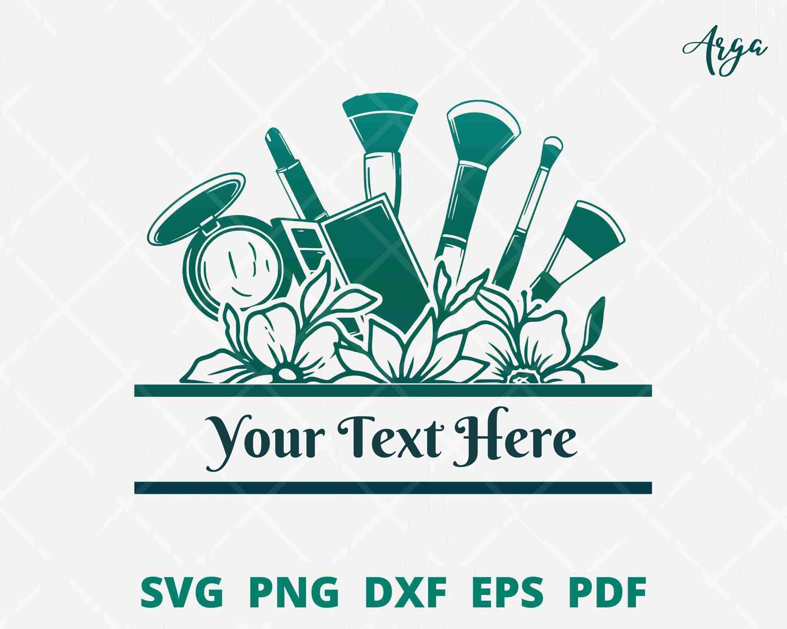 Makeup Svg Split Floral Makeup Tools Frame Svg Monogram - Etsy