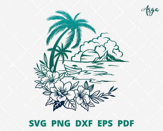 Beach Scene Svg Beach SVG Beach Sublimation PNG Beach Palm - Etsy