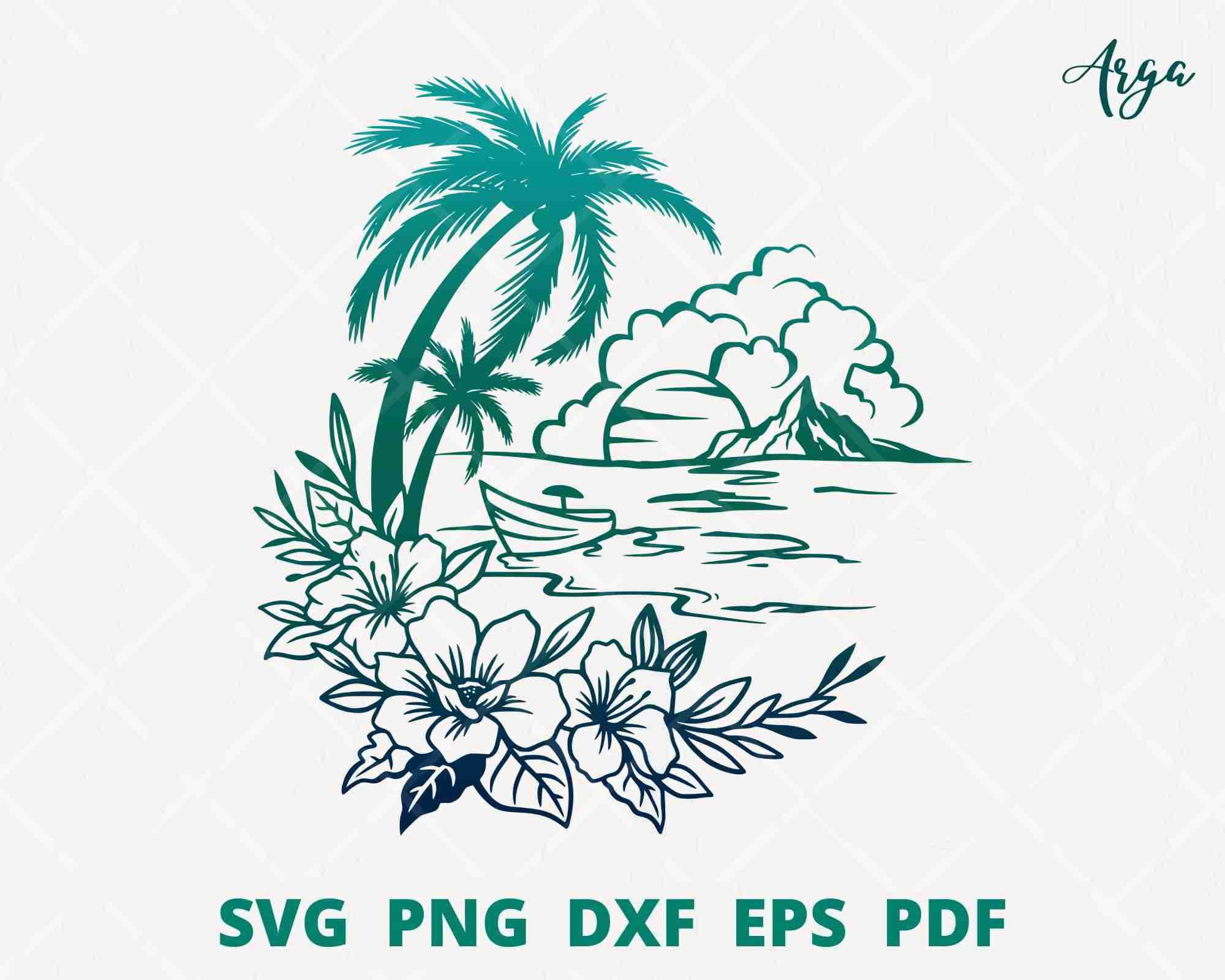 Beach Scene Svg Beach SVG Beach Sublimation PNG Beach Palm - Etsy