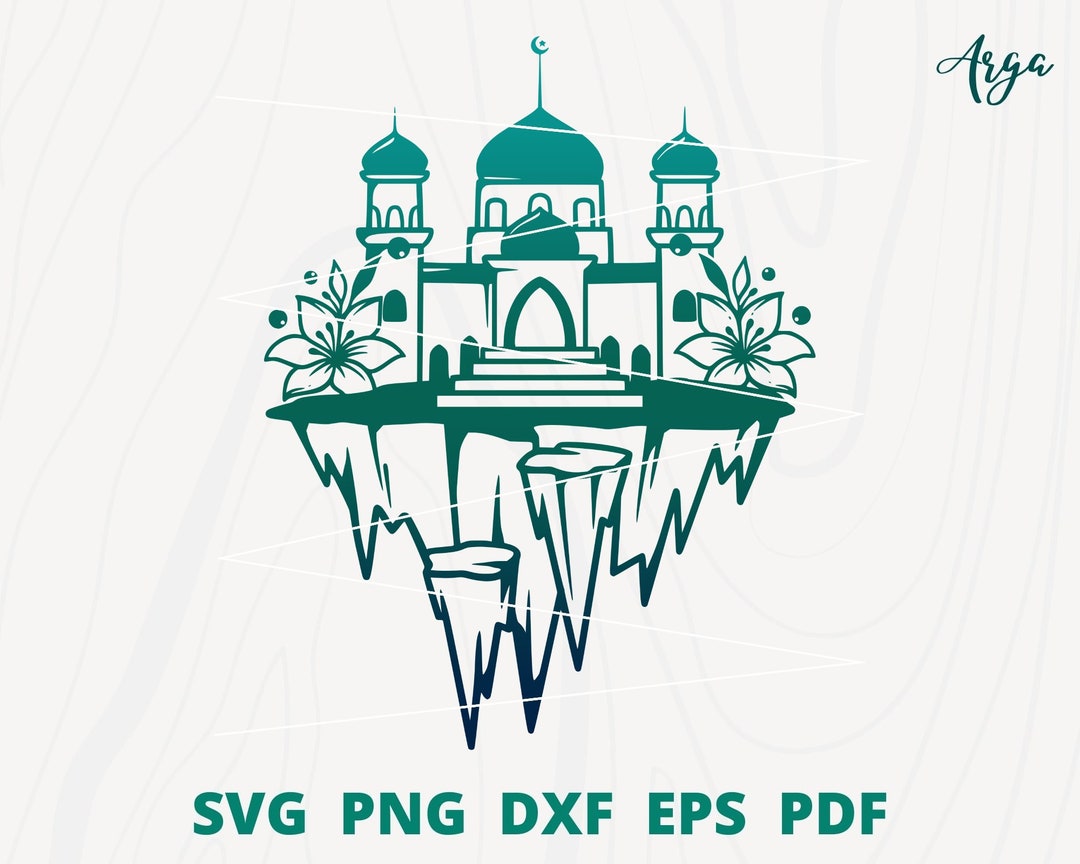 Floating Mosque Svg, Floating Island Svg, Sky Island Svg, Mosque in the ...