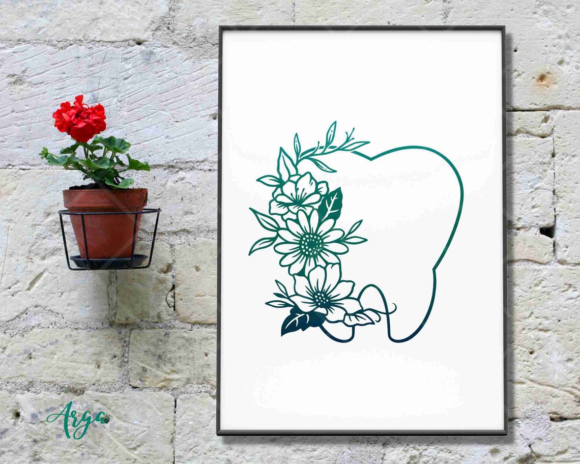 Dentist SVG Floral Dentist SVG Tooth With Flower for Dentist - Etsy