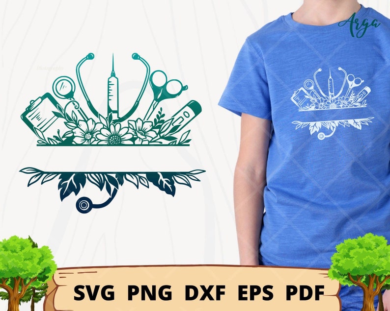 Split Monogram Nurse Floral Frame Svg Nurse and Doctor Name - Etsy