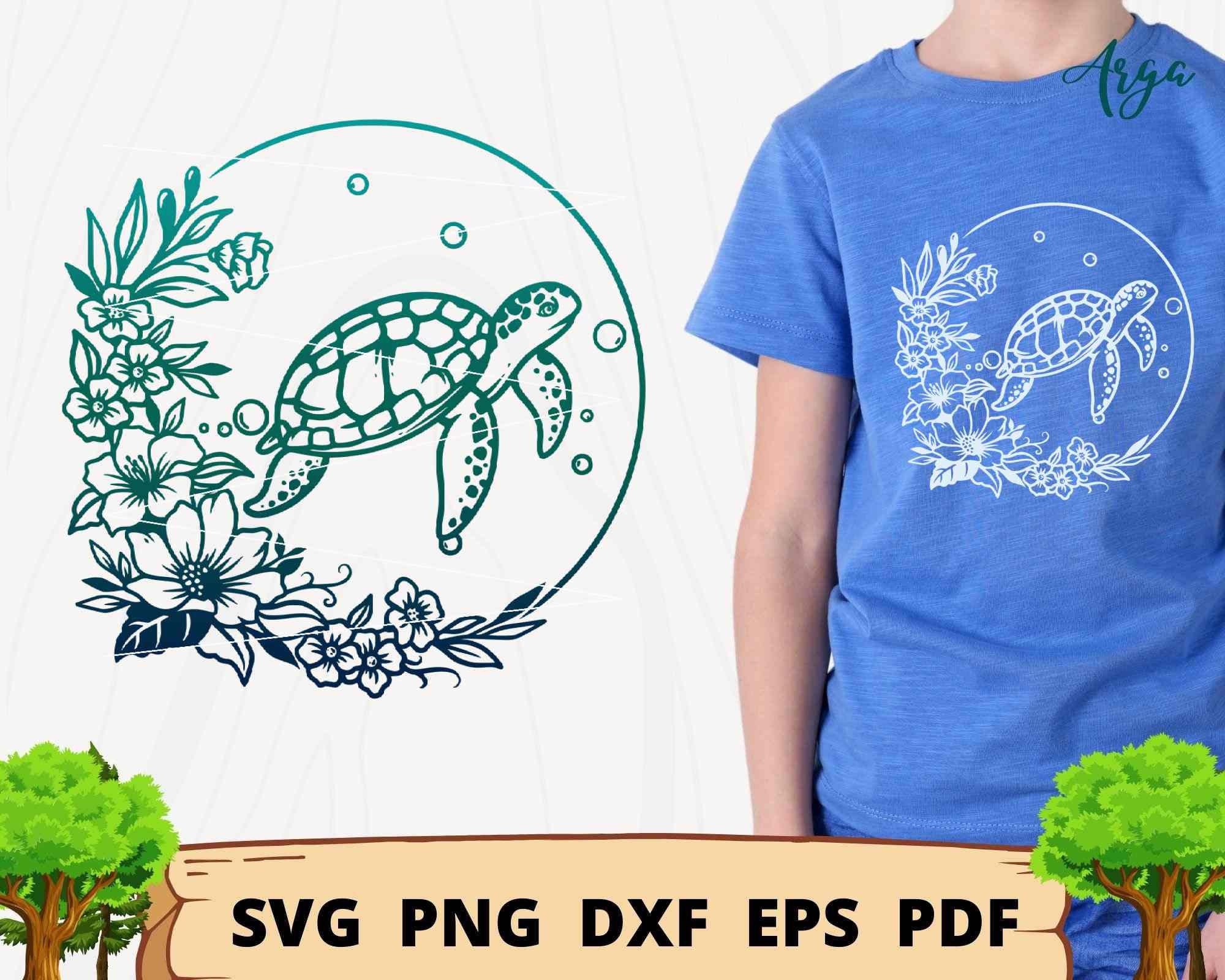 Flower Turtle Svg, Sea Turtle Svg, Turtle Svg File, Turtle With Flower ...