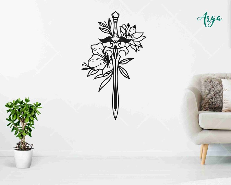 Floral Sword Svg Sword SVG Warrior Sword Svg Sword With - Etsy
