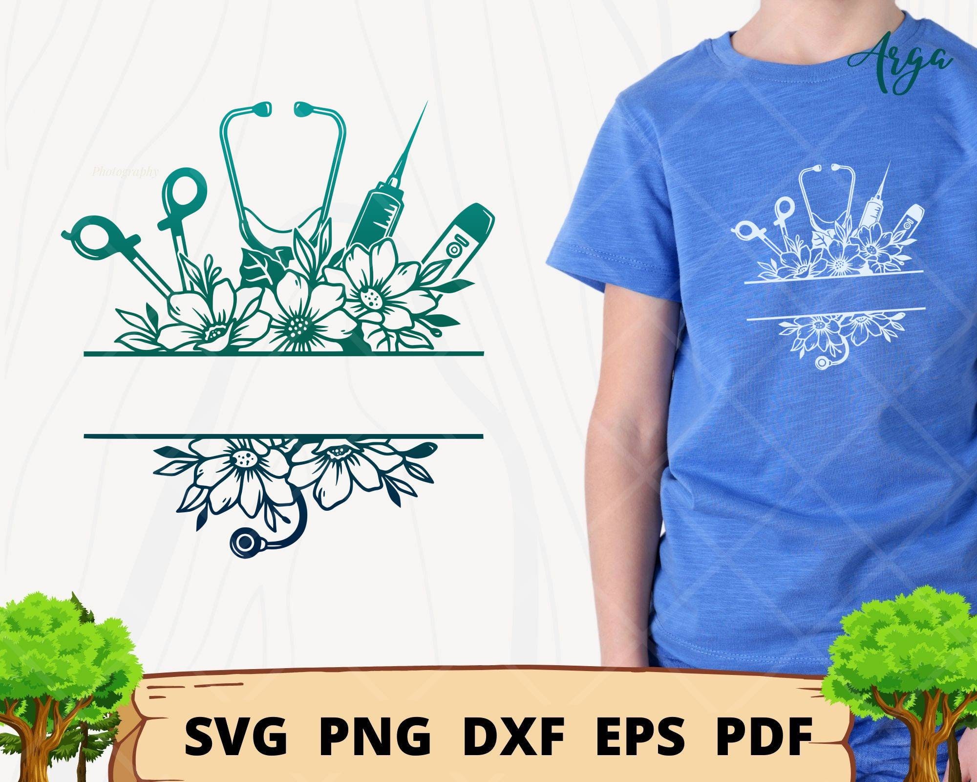 Nurse Svg Split Monogram Nurse Floral Frame Svg Nurse Logo - Etsy