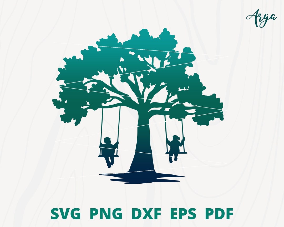 Kids Swing Svg, Tree Swing Svg, Vintage Swing Svg, Children on Swing ...