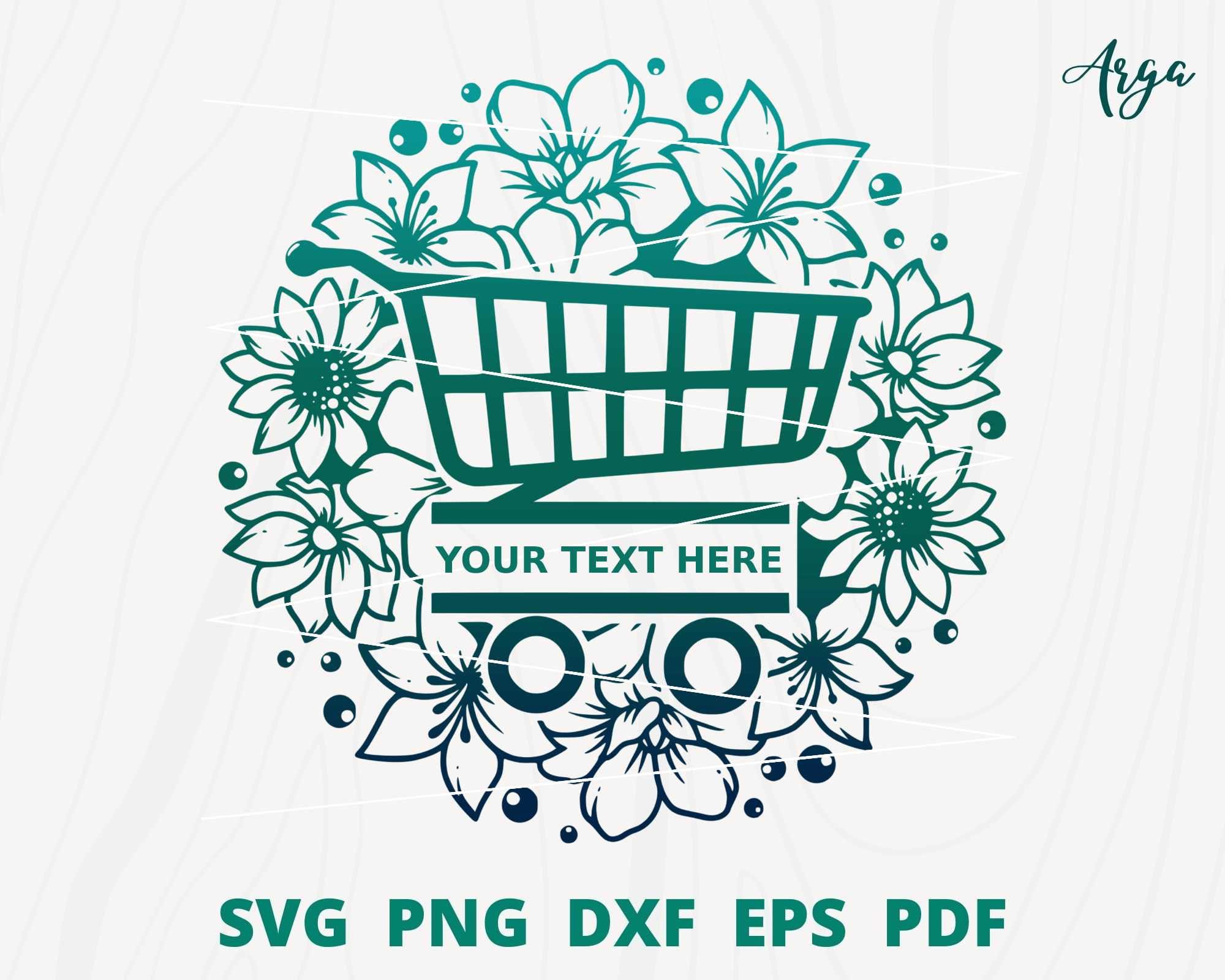 Cart SVG, Flower Split Cart Svg, Store Svg, Online Shop Logo, Shop Svg ...