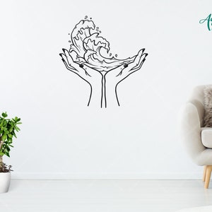 Hand Holding Wave Svg, Wave Svg, Hand Landscape Svg, Hand With Wave Svg ...