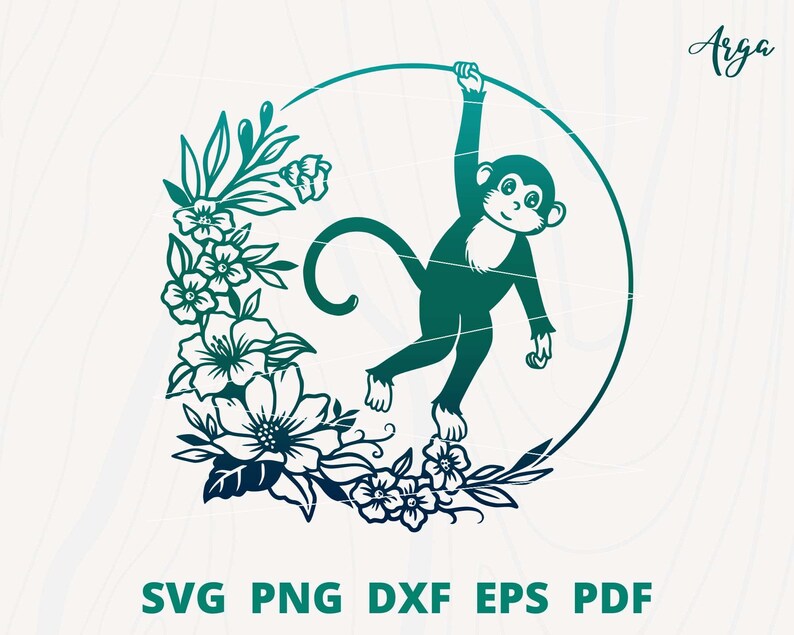 Monkey Svg Bundle Monkey Flower Frame Floral Monkey Svg - Etsy