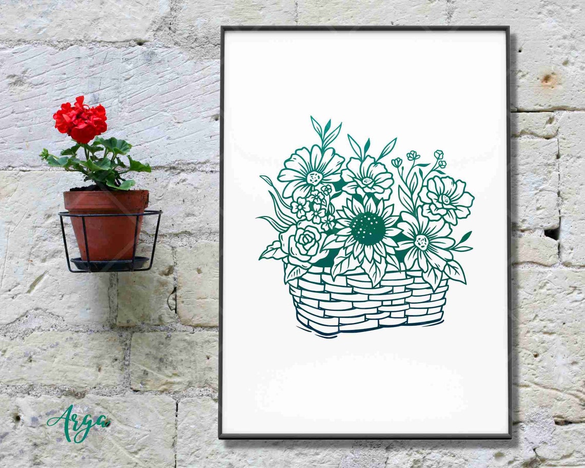 Frühling Blumen svg Korb Blumen svg Blume in Korb | Etsy