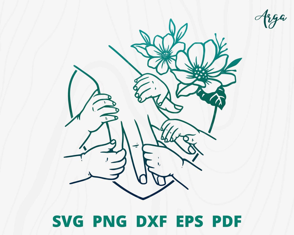 Mother With 5 Child's Hands Svg, Holding Hand Svg, Mom and Baby Svg ...