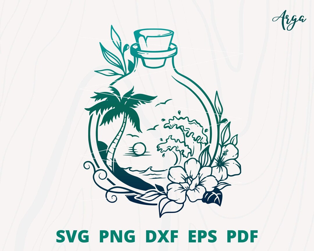 Beach on Bottle Svg, Beach Svg, Wave Scene Svg, Ocean Scene Svg, Beach ...