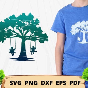 Kids Swing Svg, Tree Swing Svg, Vintage Swing Svg, Children on Swing ...