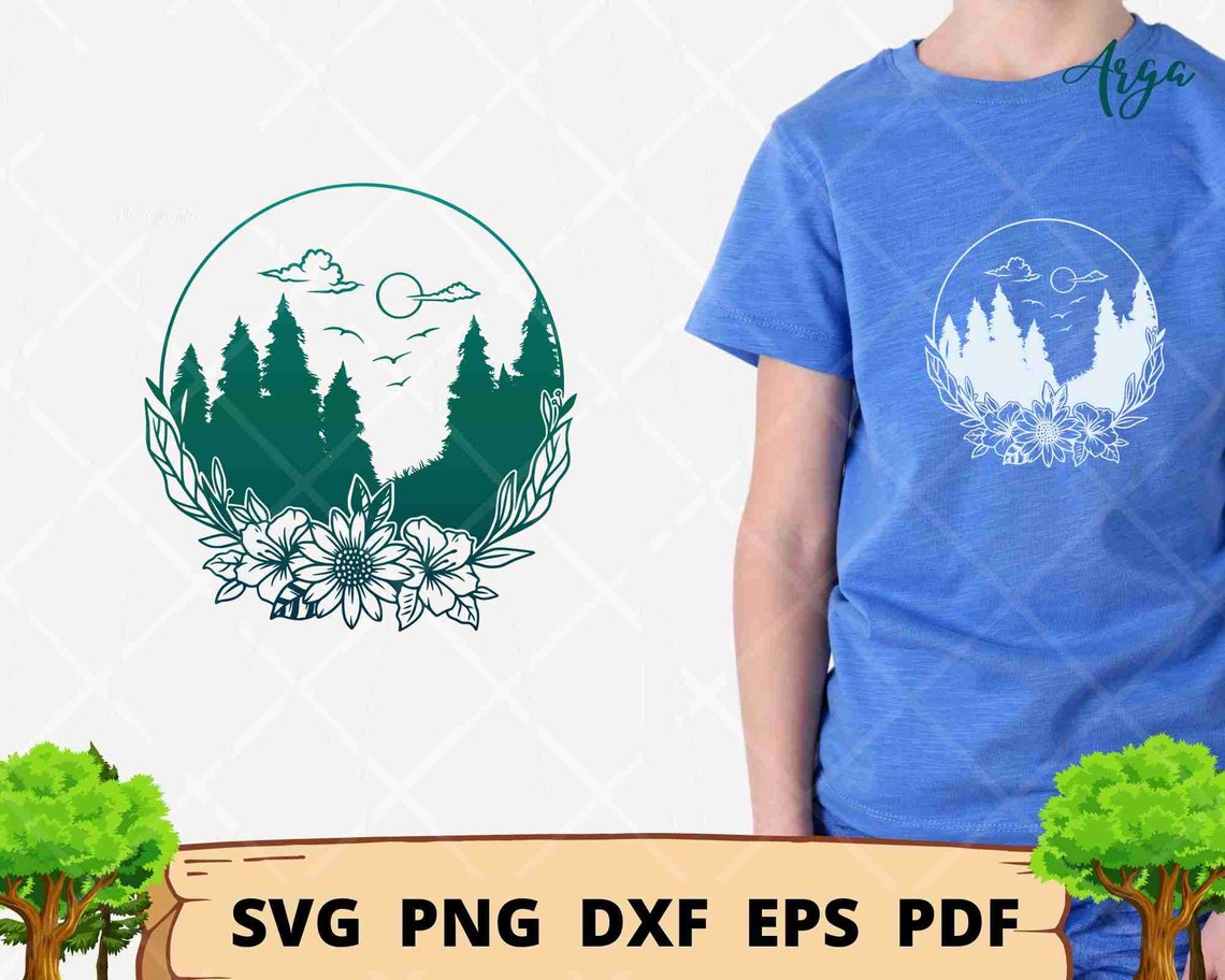 Pine Forest Svg Forest in Flower Frame Forest Scene SVG - Etsy
