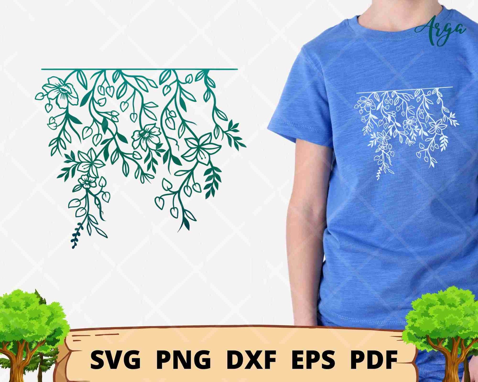 Floral in Wall Svg, Hanging Vines Svg, Hanging Branches Svg, Flower in ...