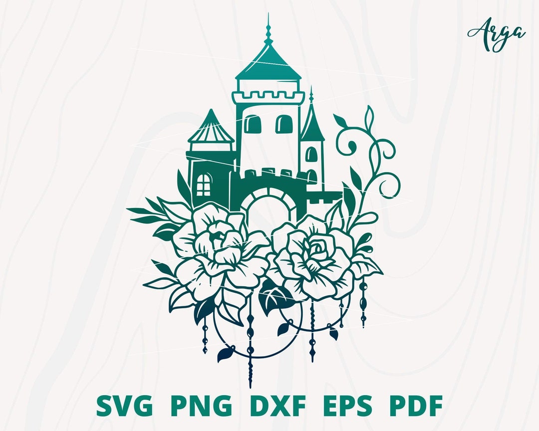 Castillo de la Princesa svg, Castillo svg, Reino svg, Castillo con flor ...