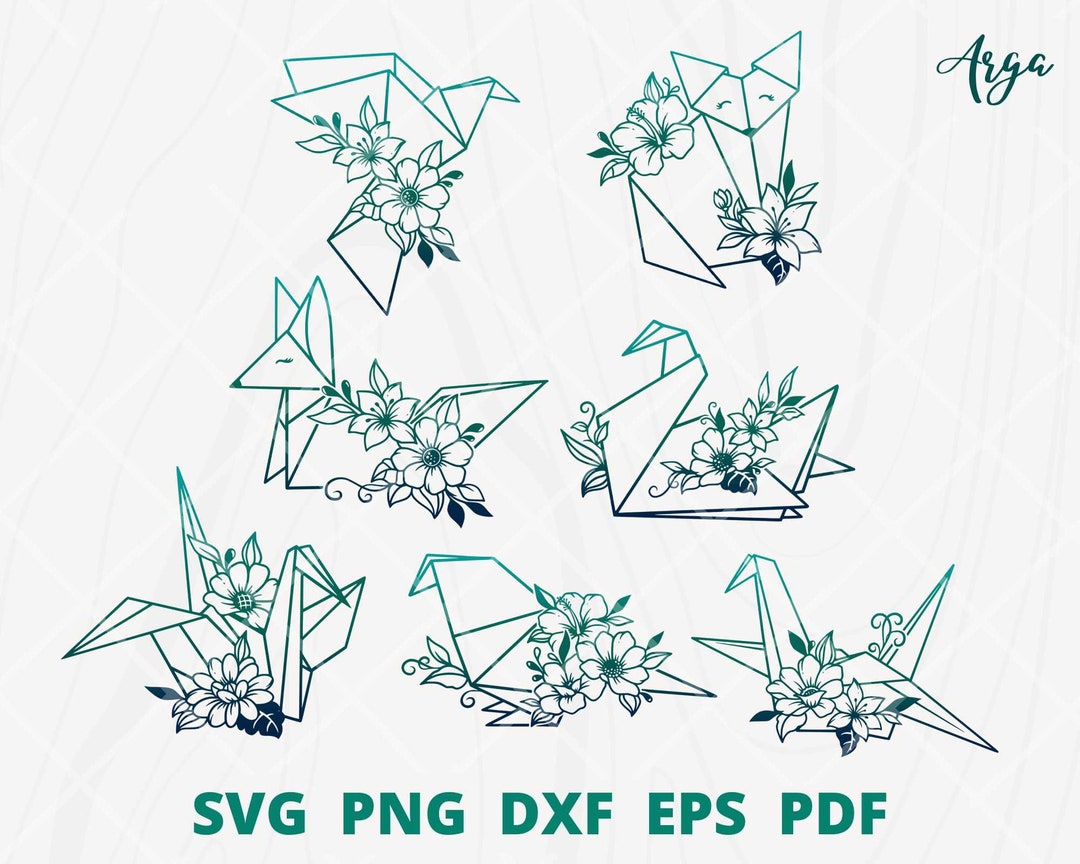 Origami Svg Bundle, Origami With Flower Svg, Paper Craft Svg, Flower ...