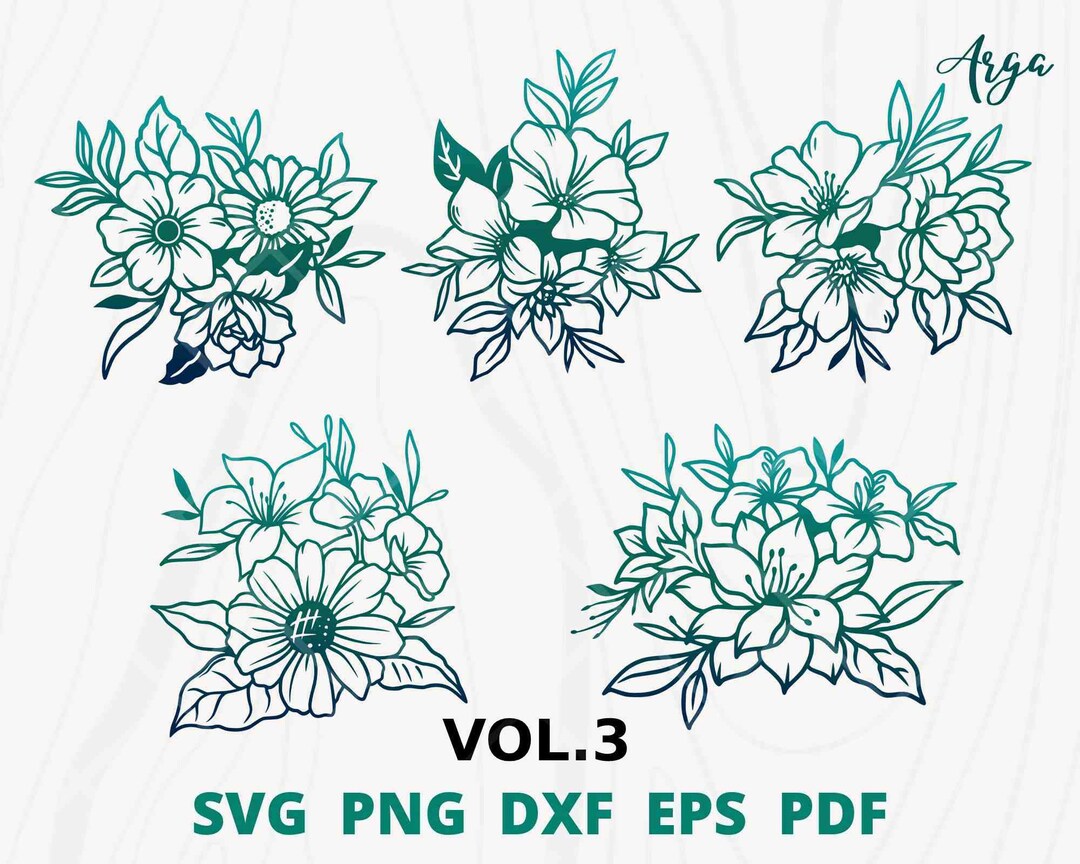 Flower Bundle Svg, Flower SVG, Flower Border Svg, Flower Corner Svg ...