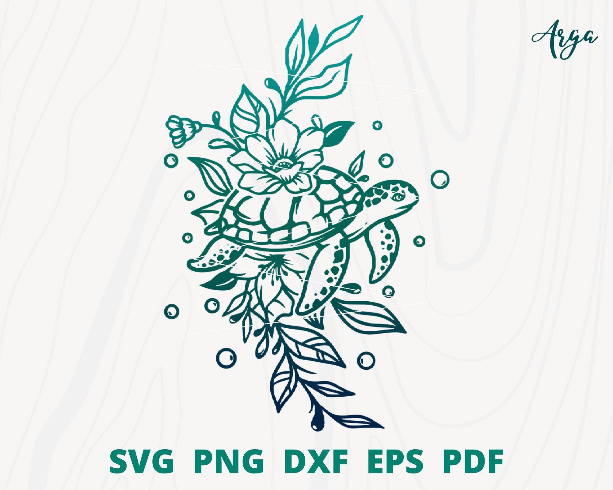 Turtle With Flower Svg Sea Turtle Svg Turtle Svg File - Etsy