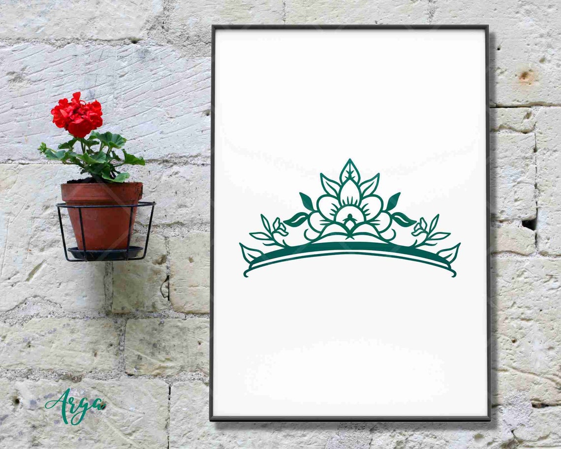 Floral Crown Svg, Crown With Flower Svg, Tiara Svg, Princess Crown Svg ...