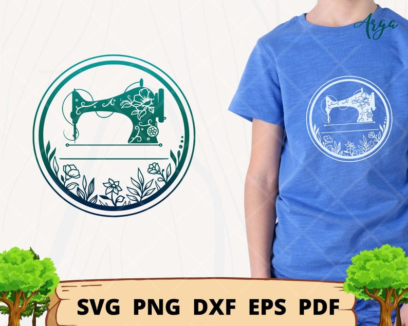 Floral Sewing Machine Svg Split Monogram Sewing Machine Logo - Etsy