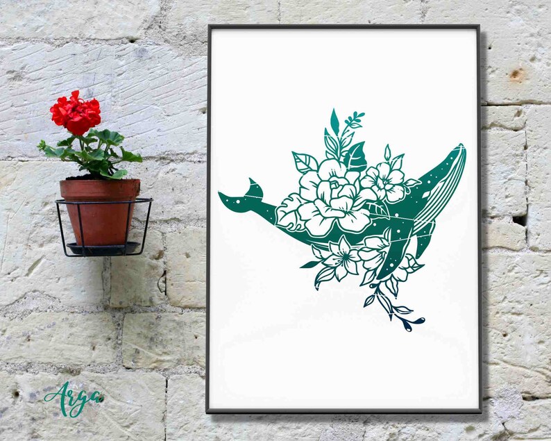 Flower Whale Svg Whale Svg Whale Cut File Floral Whale Svg - Etsy