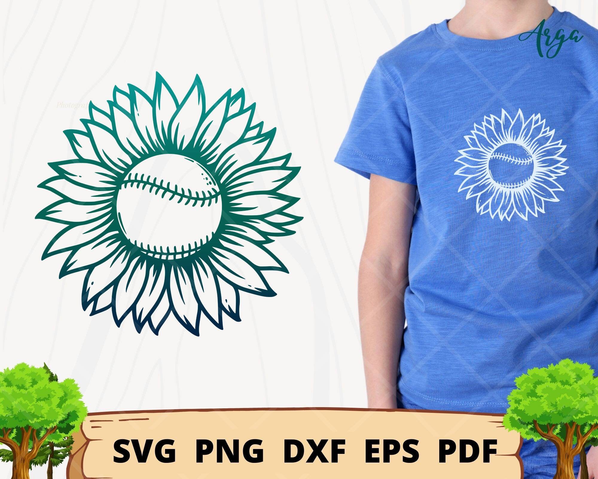 Softball Svg, Sunflower Softball Svg, Floral Softball Svg, Softball in ...