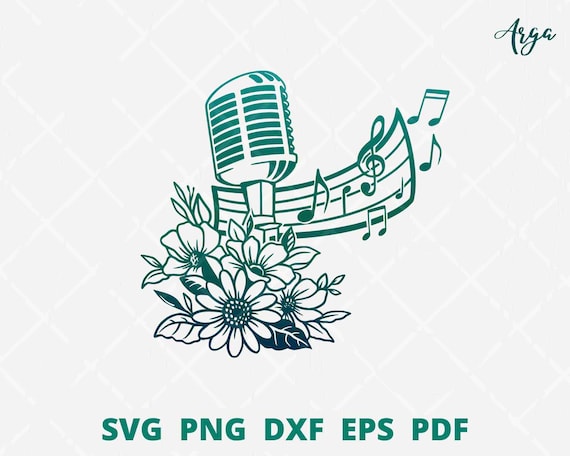 Floral Microphone Svg File Vintage Microphone With Flower for | Etsy