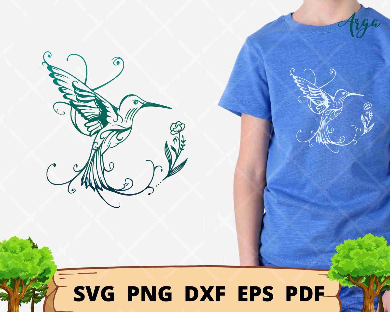 Hummingbird in Svg Files Floral Hummingbird Svg Files - Etsy