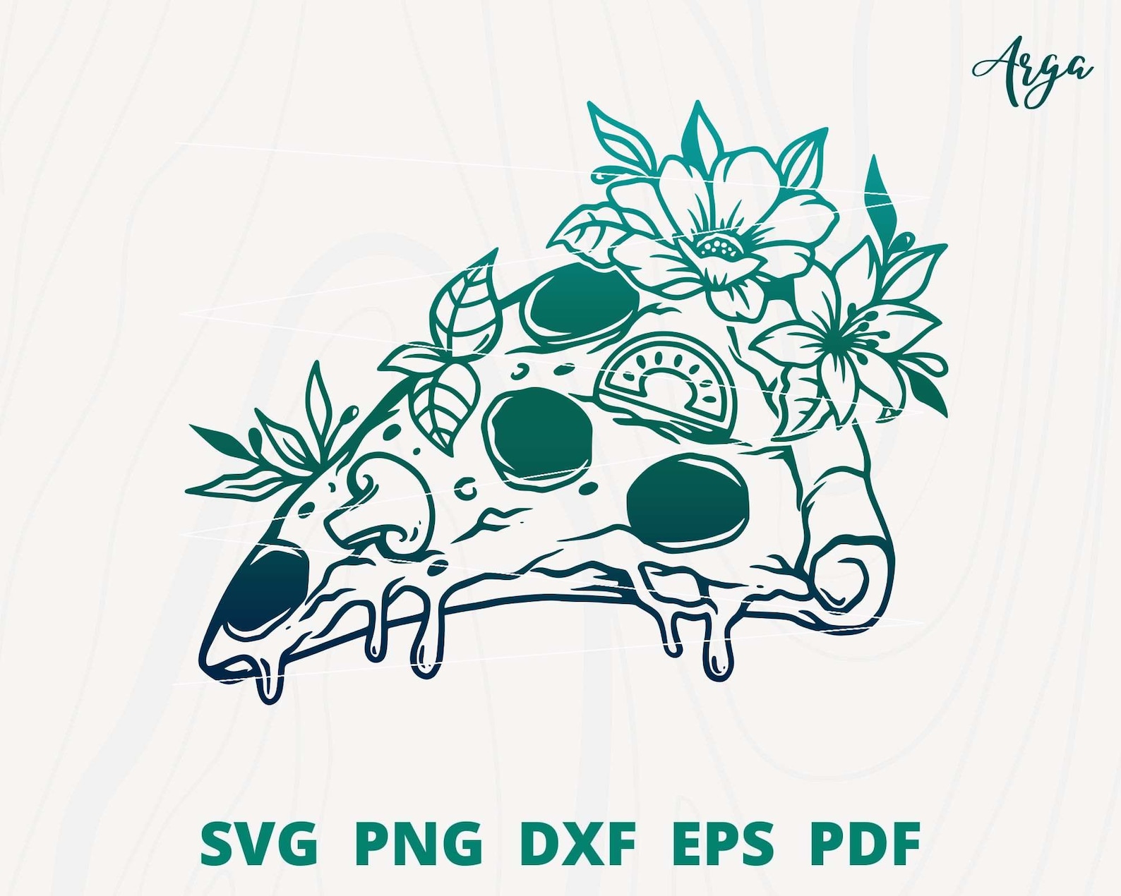 Pizza Svg Pizza With Flower Svg Pepperoni Svg Food Svg - Etsy
