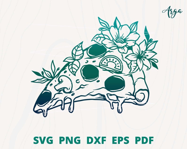 Pizza Svg Pizza With Flower Svg Pepperoni Svg Food Svg - Etsy