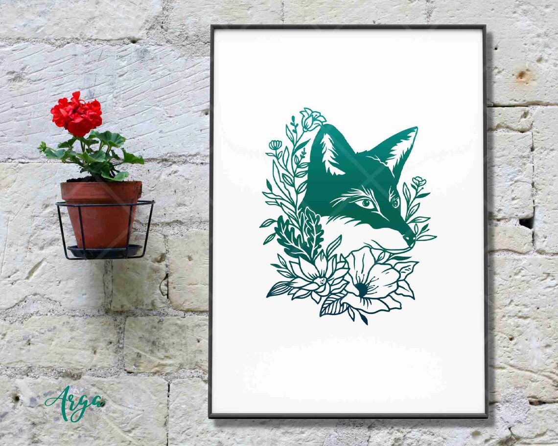 Fox SVG Floral Fox Svg Fox With Flower Head Fox Svg Fox | Etsy