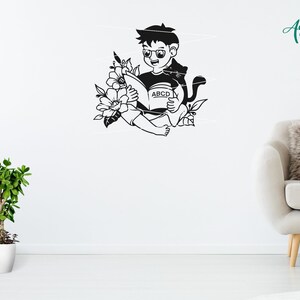 Boy Reading Book Svg, Reading Svg, Book Svg, Book Lover Svg, Flower ...