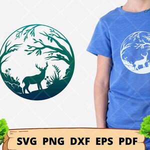 Deer in Woodland Svg, Animal in Woodland Silhouette, Woodland Scene Svg ...