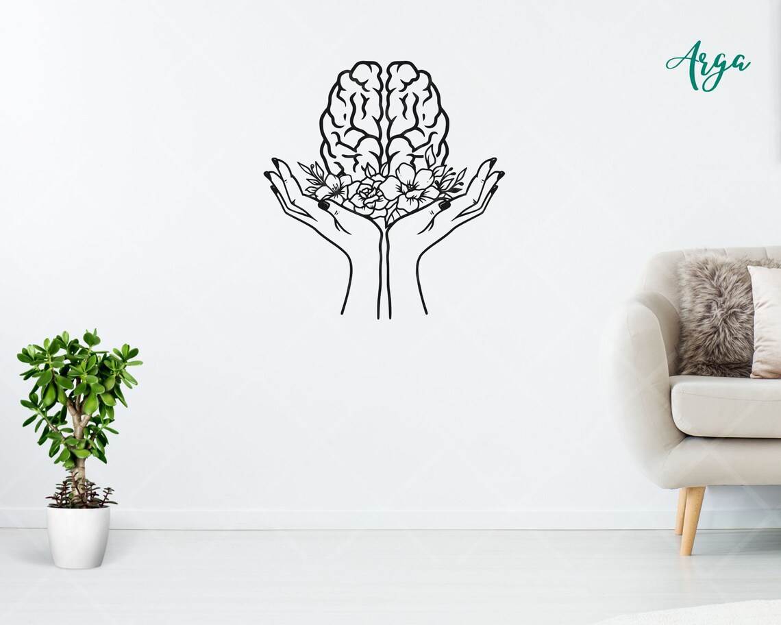 Hand Holding Brain Svg Brain Svg Mental Health Svg Floral - Etsy