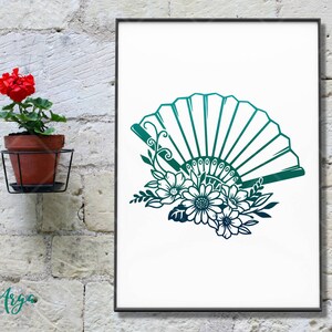 Floral Hand Fan Svg, Folding Hand Fan Svg, Hand Fan With Flower Png ...