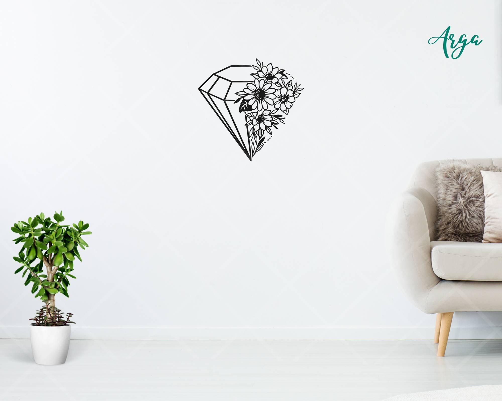 Floral Diamond Svg Diamond Png Diamond With Flower Svg - Etsy UK