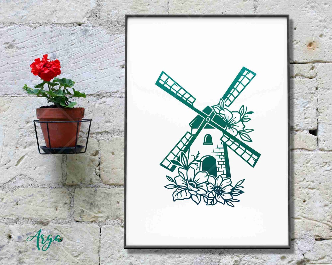 Dutch Svg Windmill SVG Floral Windmill Svg Windmill With - Etsy
