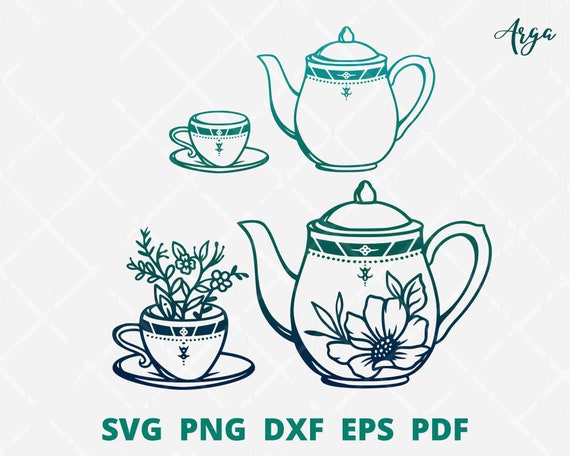 Tea Set Svg Bundle Teapot Svg Teapot Clip Art for Cafe Wall - Etsy UK
