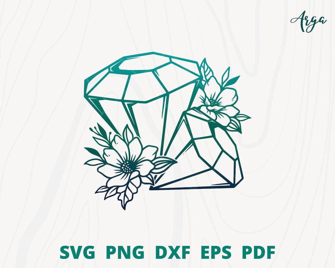 Diamond With Flower Svg, Diamond Svg, Floral Diamond Svg, Flower ...