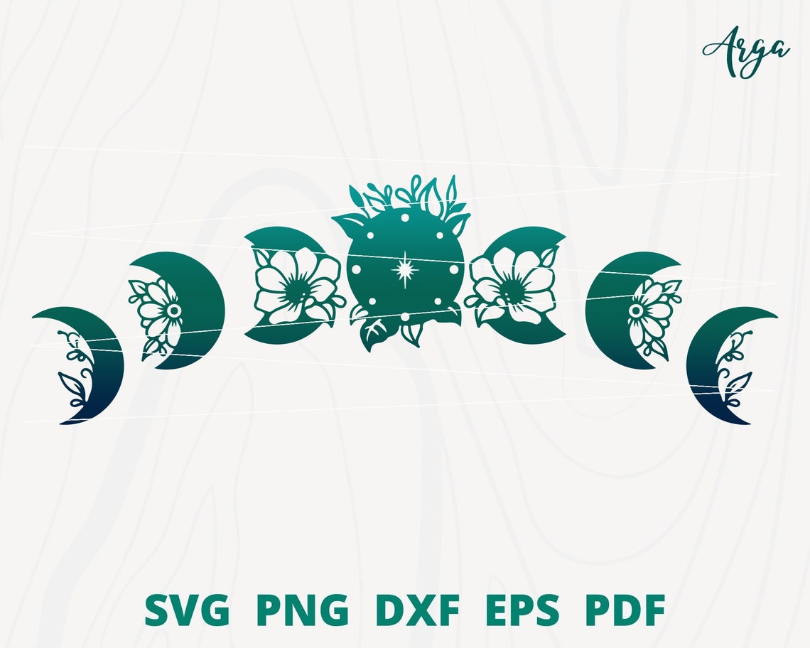 Moon Phase Svg Bundle, Flower Moon Phase Svg, Mystic Celestial Svg ...