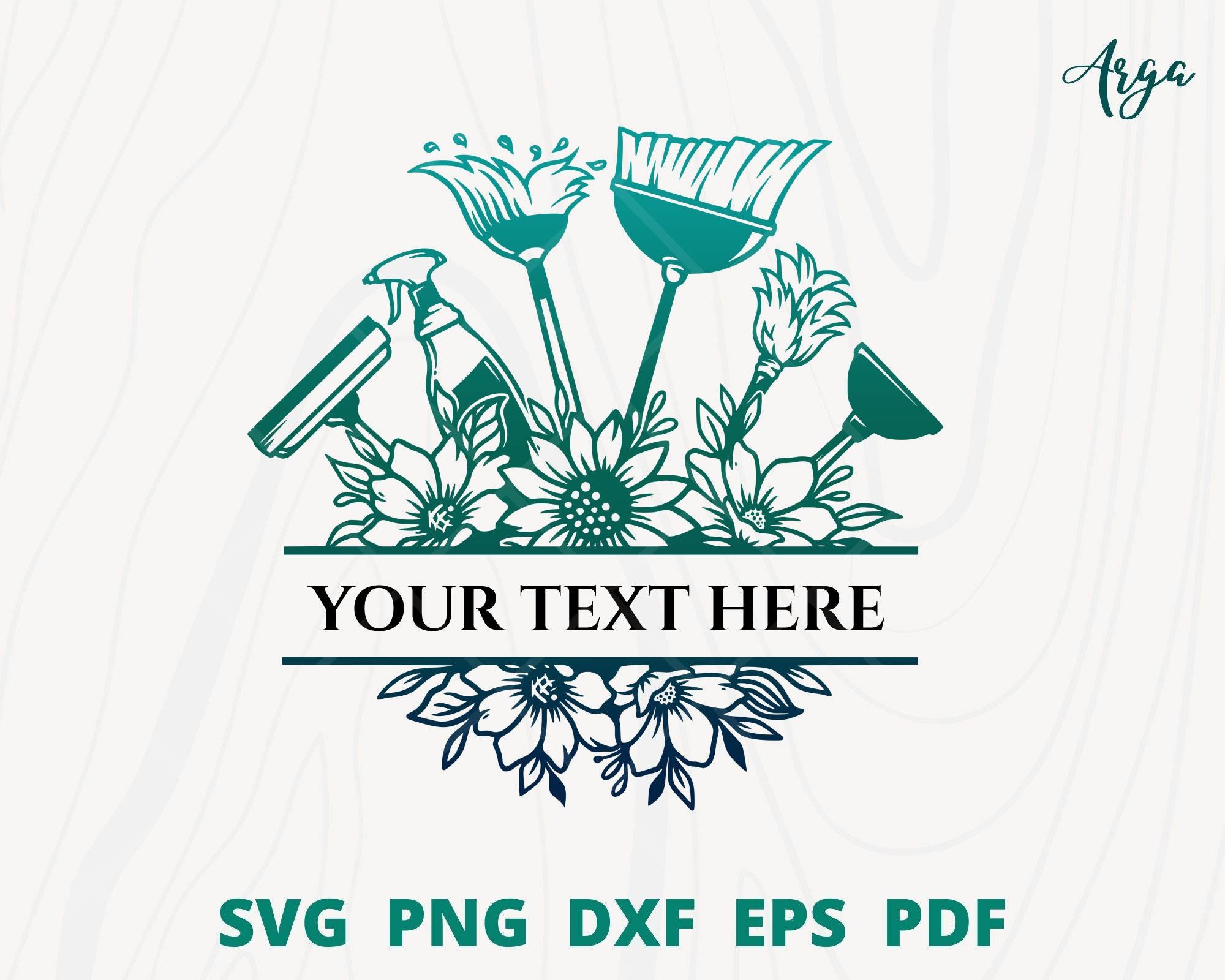 Split Monogram Cleaning Tool Svg Floral Cleaning Tool Svg - Etsy