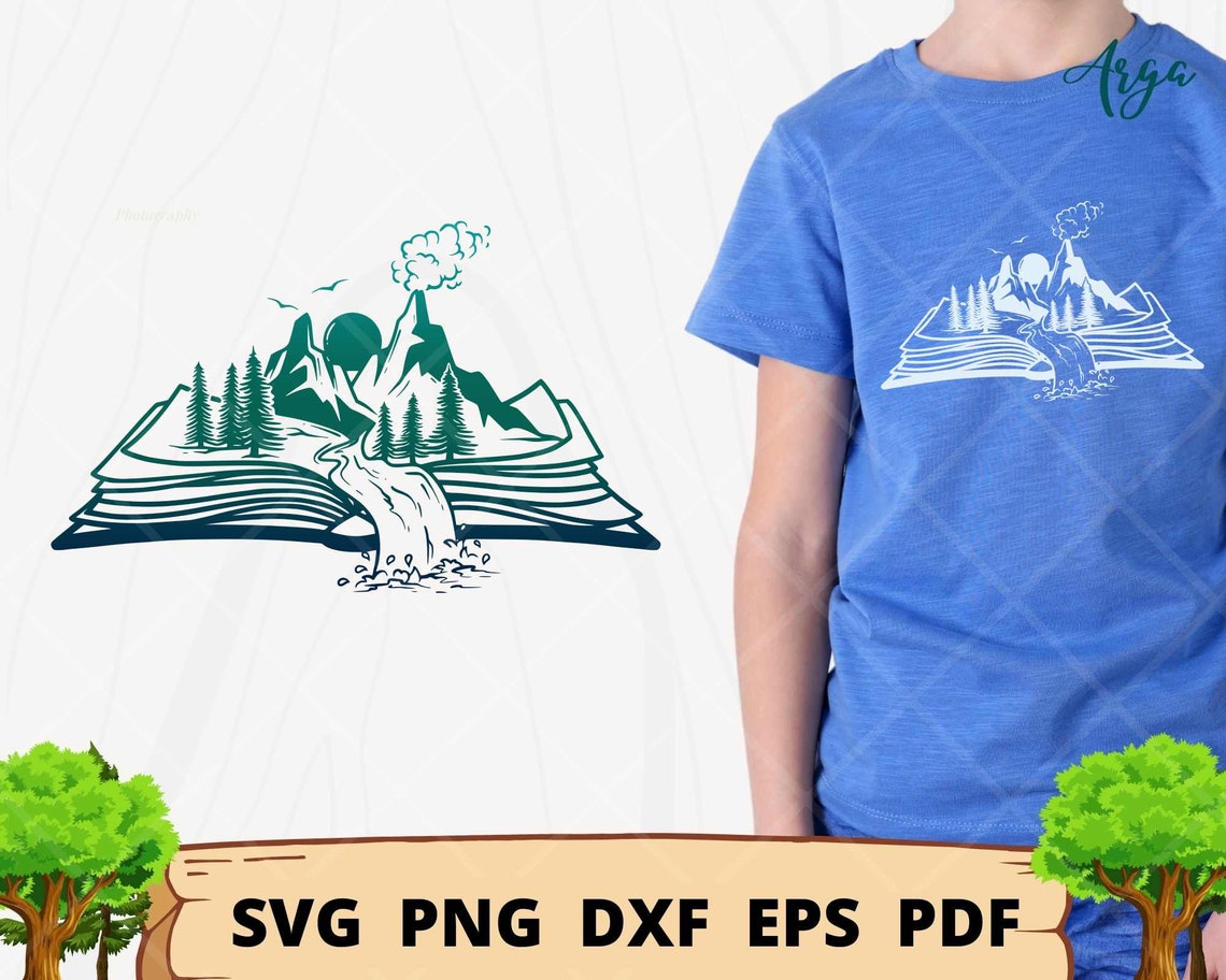 River Book Svg River Svg Mountain With River Svg Book Lover - Etsy