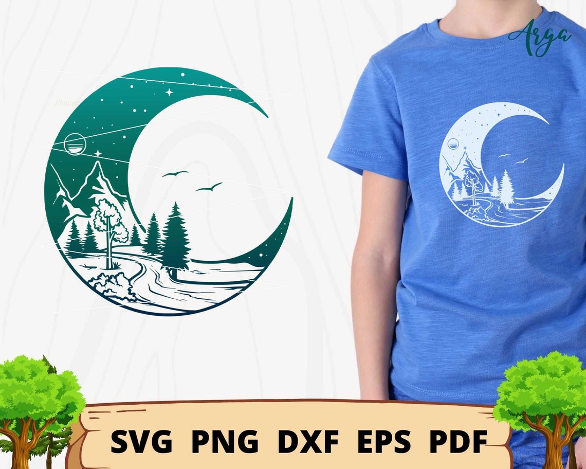 River on the Moon River Scene Svg River Wall Decoration - Etsy