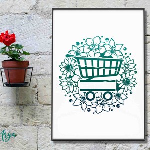 Cart SVG, Flower Split Cart Svg, Store Svg, Online Shop Logo, Shop Svg ...