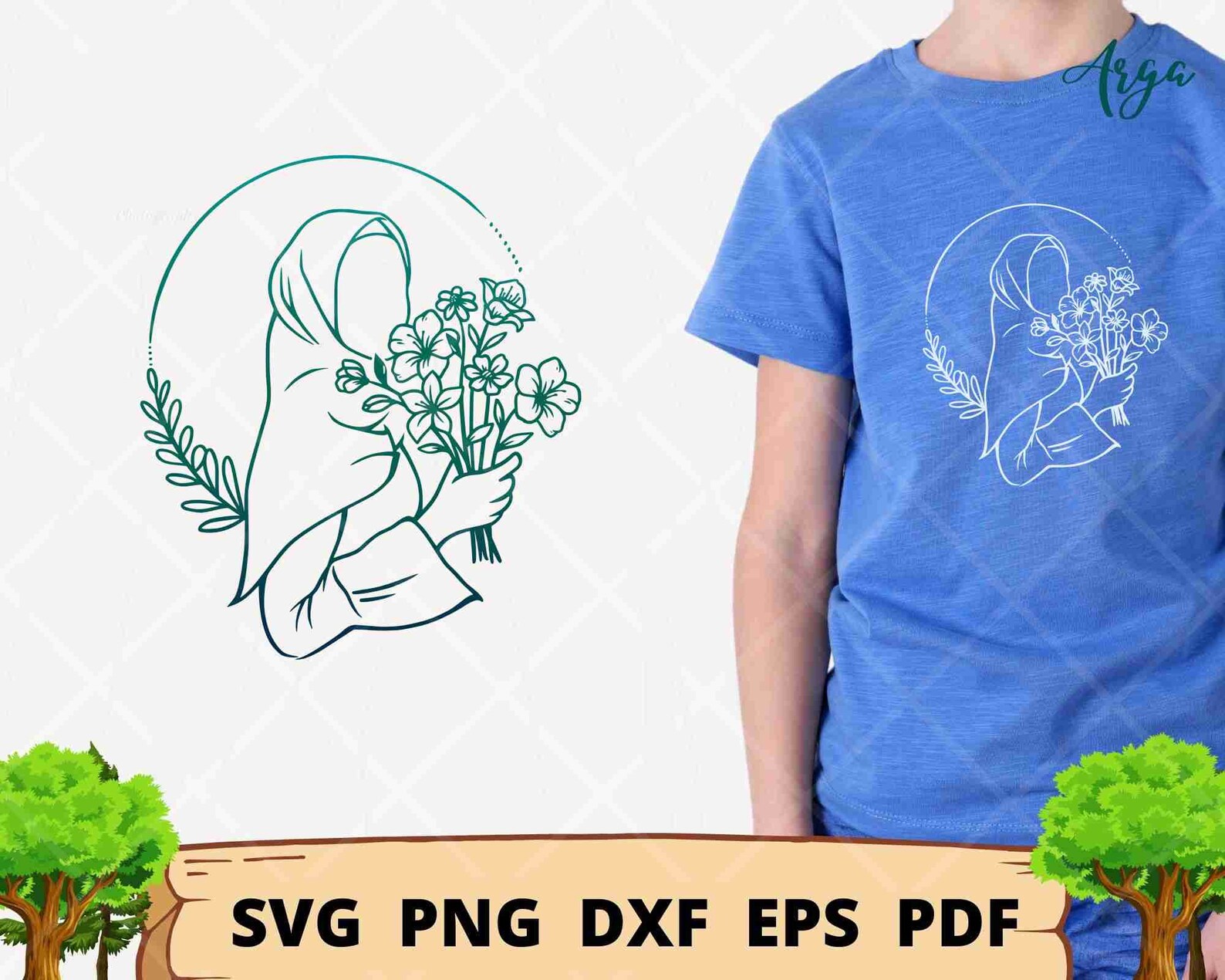 Muslim Fashion Svg, Veil Svg, Scarf Svg, Flower Hijab Svg, Hijab Svg ...